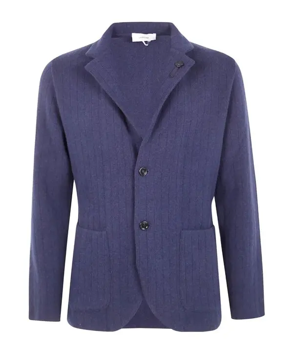LARDINI Pinstripe Button Blazer - Blue