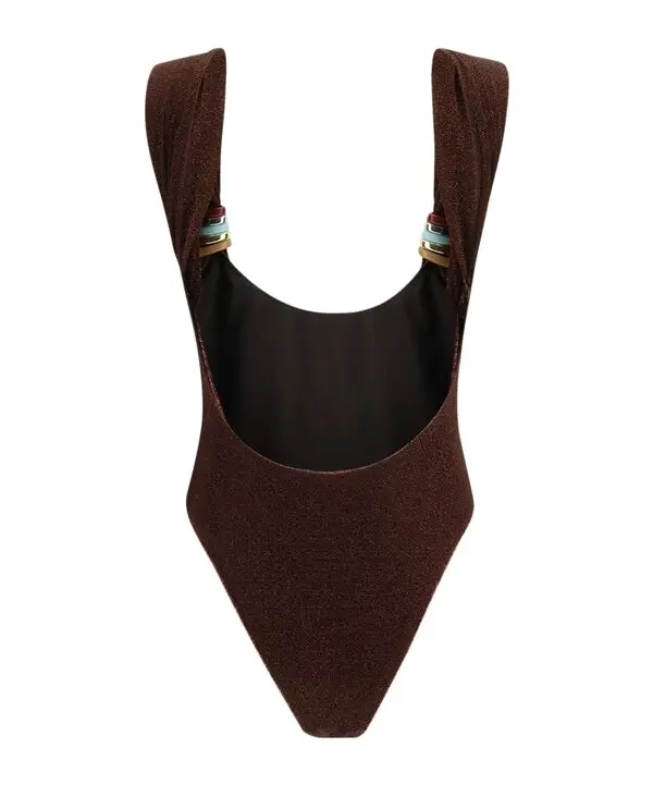 Oseree Metallic Brown One-piece Swimsuit - Chocolate