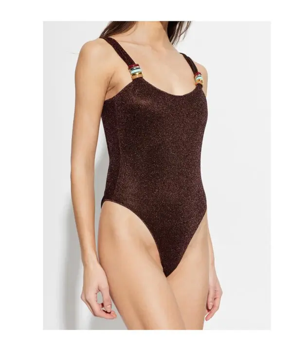 Oseree Metallic Brown One-piece Swimsuit - Chocolate