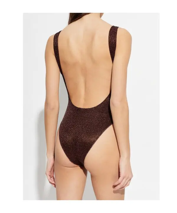 Oseree Metallic Brown One-piece Swimsuit - Chocolate