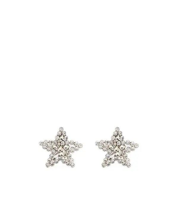 Alessandra Rich Crystal Star Clip-on Earrings - White