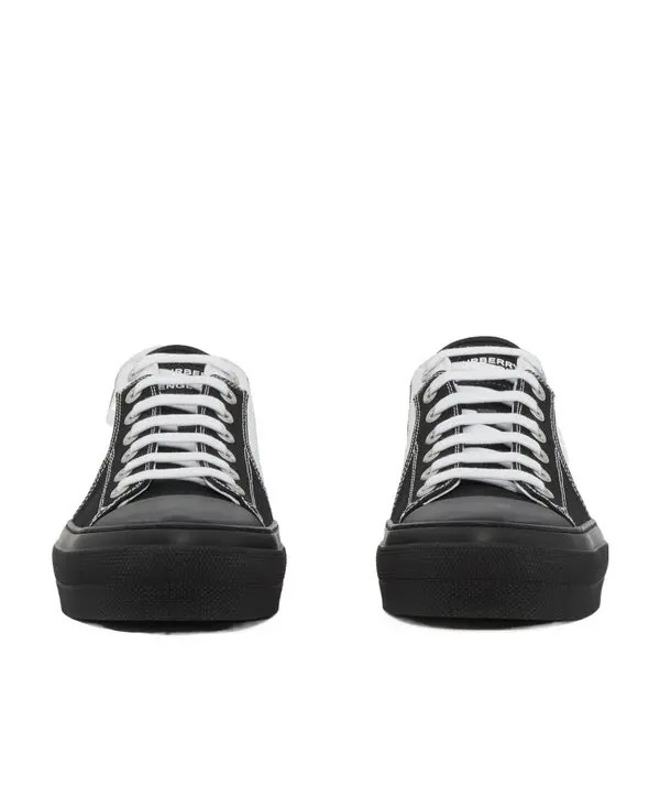 Burberry Two Tone Canvas Low Top Sneakers - Black