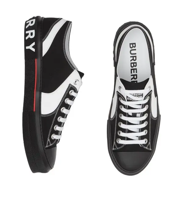 Burberry Two Tone Canvas Low Top Sneakers - Black