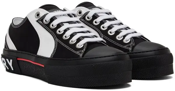 Burberry Two Tone Canvas Low Top Sneakers - Black