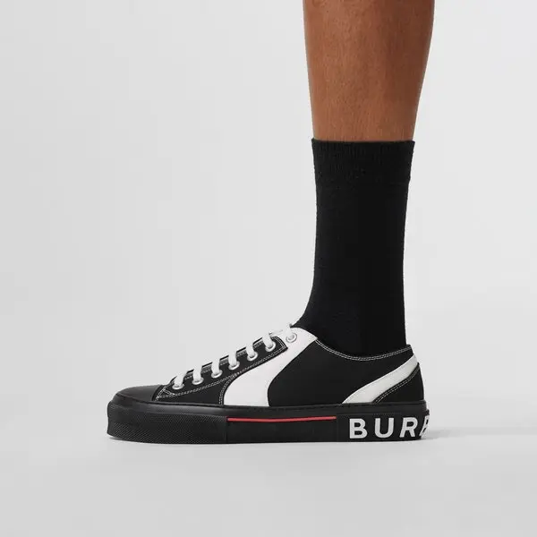 Burberry Two Tone Canvas Low Top Sneakers - Black