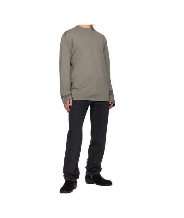 RIER Crew Neck Knitted Cotton T-shirt - Gray