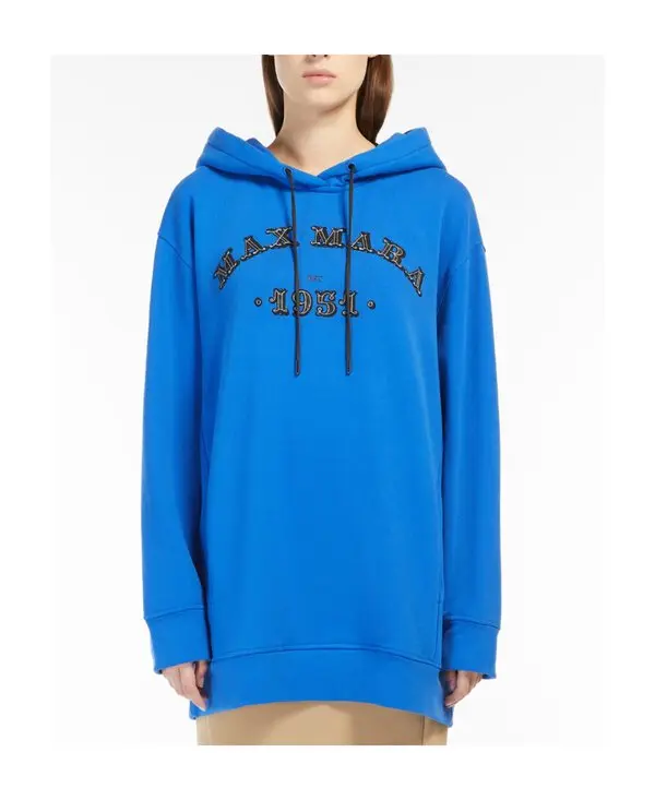 Max Mara Embroidered Logo Hooded Sweater - Blue