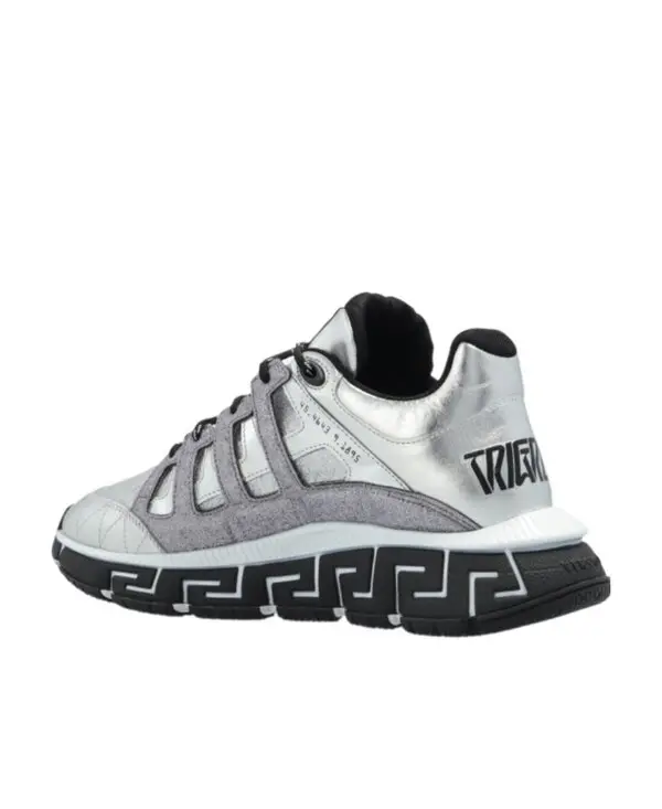 Versace Logo-print Sequined Lace-up Sneakers - Gray