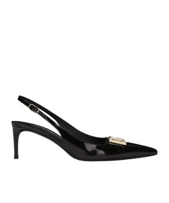 Dolce & Gabbana Dg Plaque Slingback Pumps - Black