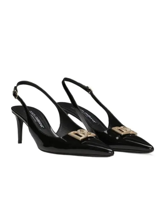 Dolce & Gabbana Dg Plaque Slingback Pumps - Black