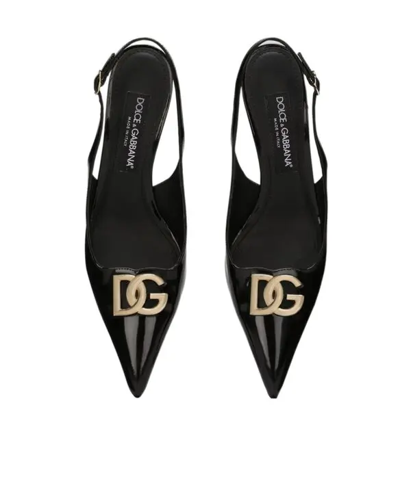 Dolce & Gabbana Dg Plaque Slingback Pumps - Black