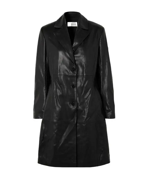 Nour Hammour Eames Patchwork Leather Coat - Black