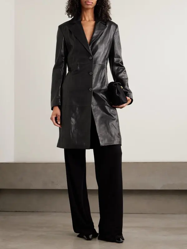 Nour Hammour Eames Patchwork Leather Coat - Black