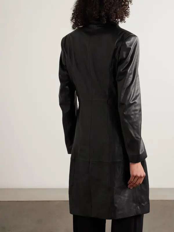 Nour Hammour Eames Patchwork Leather Coat - Black