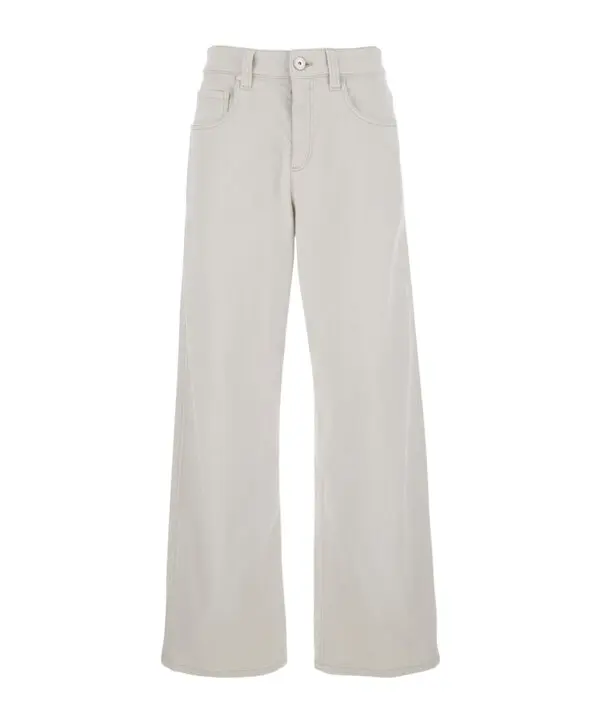 Brunello Cucinelli Straight-leg Jeans With Logo Patch - White