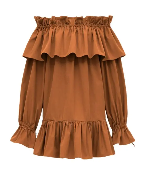 Saint Laurent Ruffled Off-shoulder Dress