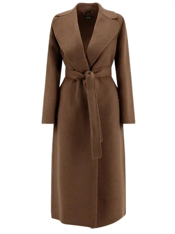 Max Mara Poldo Belted Long-sleeved Coat - Brown