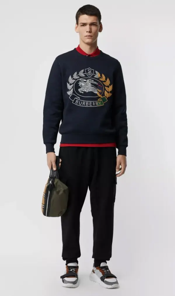 Burberry Equestrian Knight Logo Embroidered Hoodie