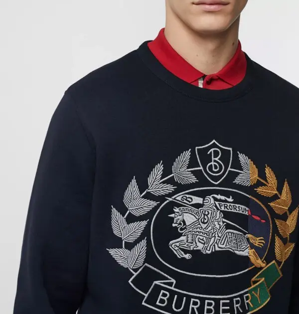 Burberry Equestrian Knight Logo Embroidered Hoodie