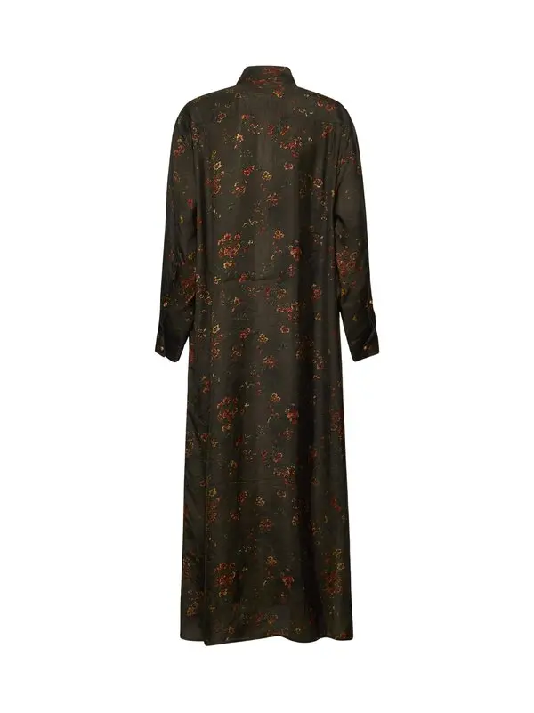 UMA WANG Long Sleeve Floral Print Dress With Side Slits
