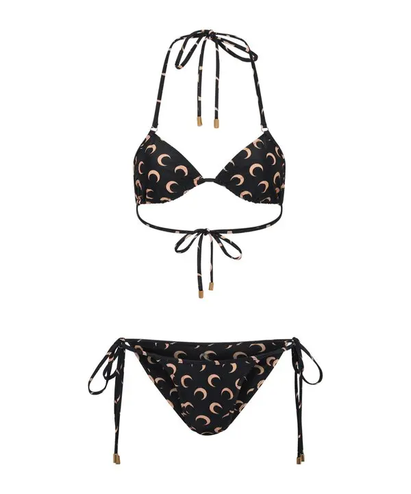 MARINE SERRE Moon-print Triangle Bikini - Black