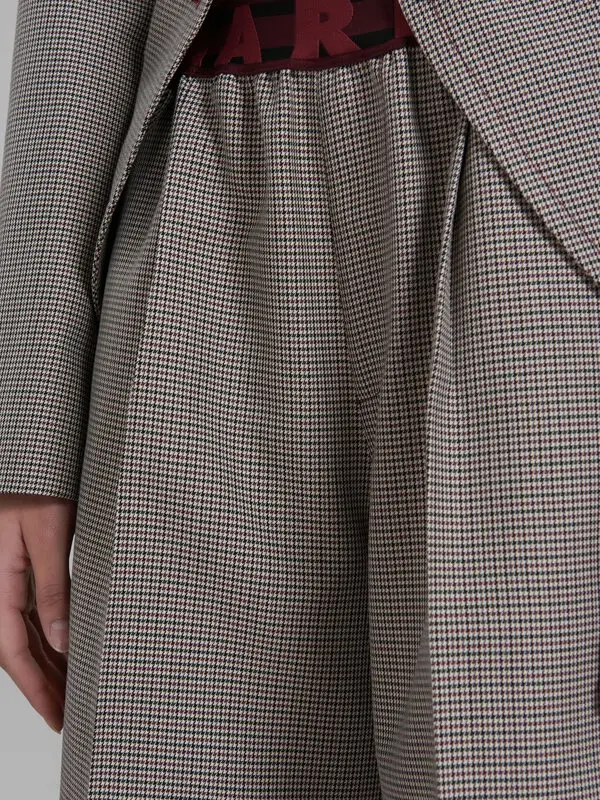 Marni Houndstooth Pattern Flared Trousers With Logo Waistband - Gray