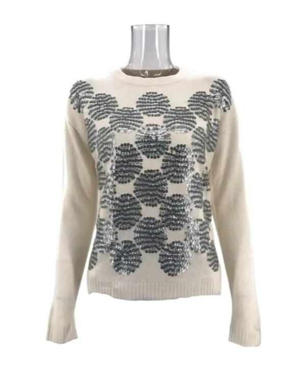 Emporio Armani Round Neck Sequined Long Sleeve Sweater