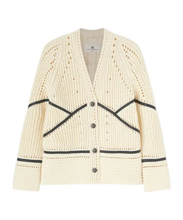 Ermanno Scervino Cotton Cardigan With Leather Trims - White