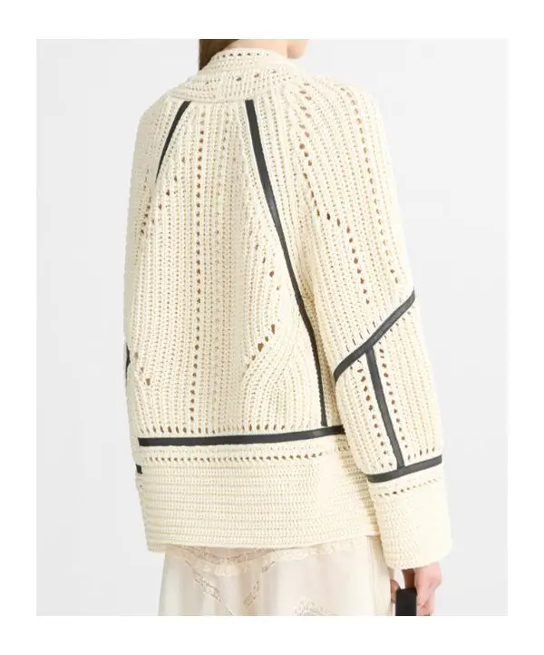 Ermanno Scervino Cotton Cardigan With Leather Trims - White