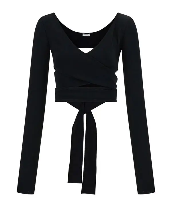 FERRAGAMO Wrap Front Long Sleeve Top