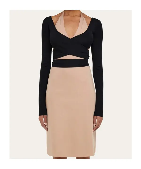 FERRAGAMO Wrap Front Long Sleeve Top