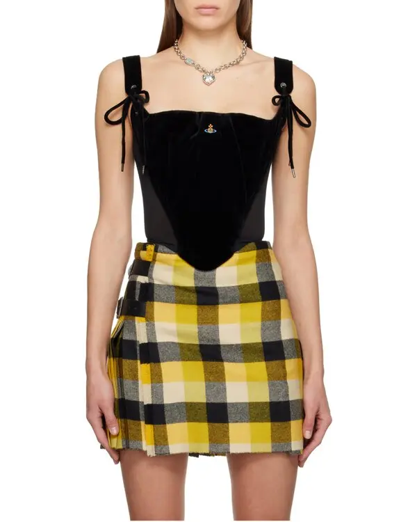 VIVIENNE WESTWOOD Velvet Corset Top With Orb Logo - Black