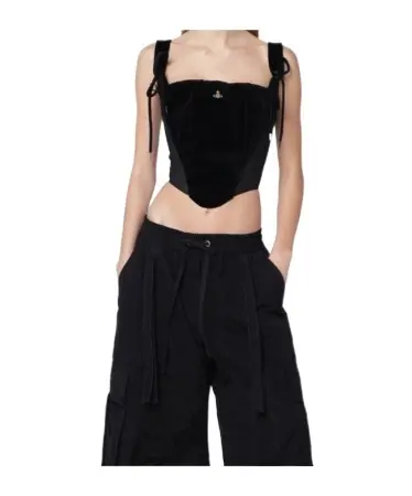 VIVIENNE WESTWOOD Velvet Corset Top With Orb Logo
