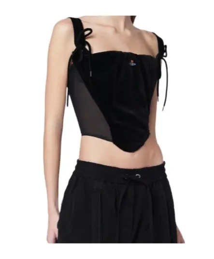 VIVIENNE WESTWOOD Velvet Corset Top With Orb Logo