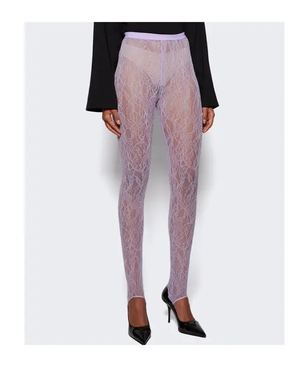Wardrobe.NYC Lace Stirrup Leggings - Gray