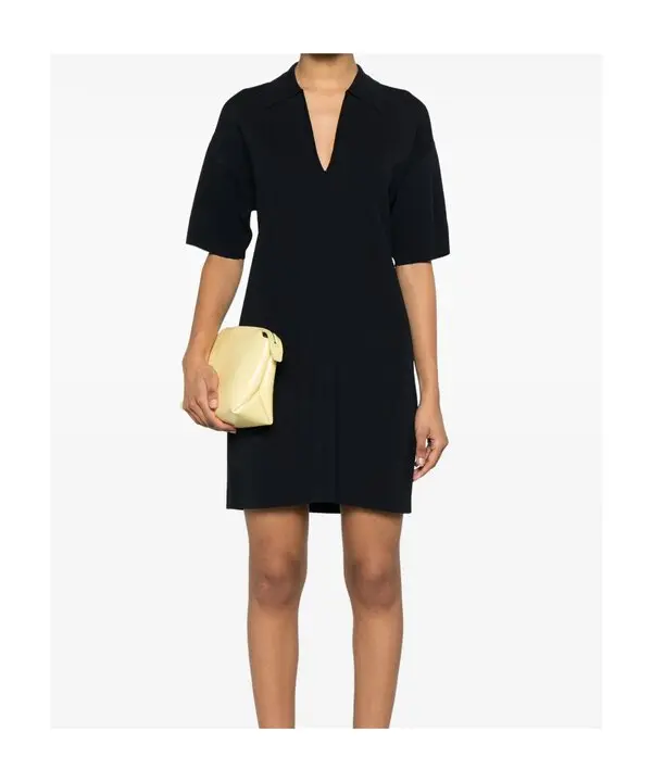 P.a.r.o.s.h Collared Short-sleeve Shirt Dress - Navy Blue