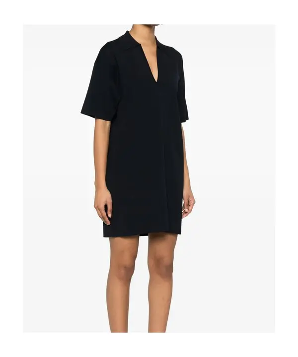 P.a.r.o.s.h Collared Short-sleeve Shirt Dress - Navy Blue