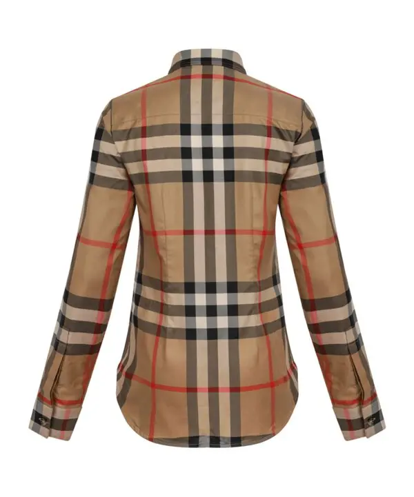 Burberry Long Sleeve Checked Shirt - Brown
