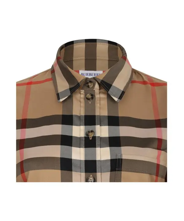 Burberry Long Sleeve Checked Shirt - Brown