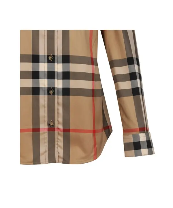 Burberry Long Sleeve Checked Shirt - Brown