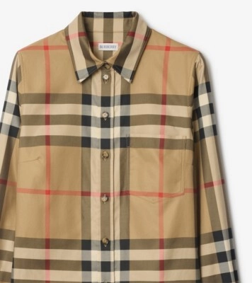 Burberry Long Sleeve Checked Shirt - Brown