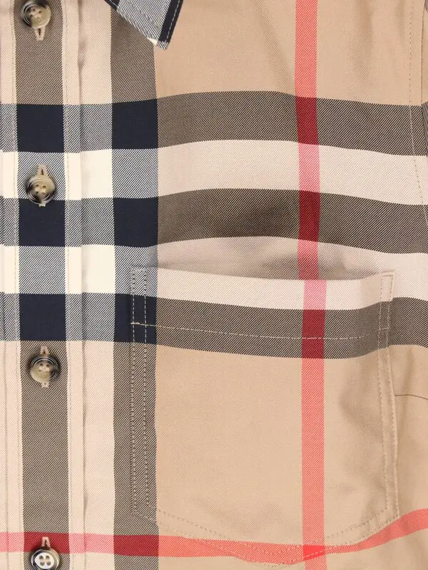 Burberry Long Sleeve Checked Shirt - Brown