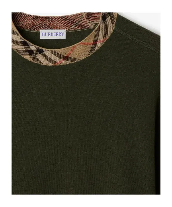 Burberry Check Detailed Knitted Jumper - Shale