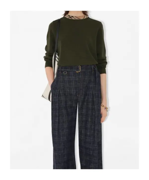 Burberry Check Detailed Knitted Jumper - Shale