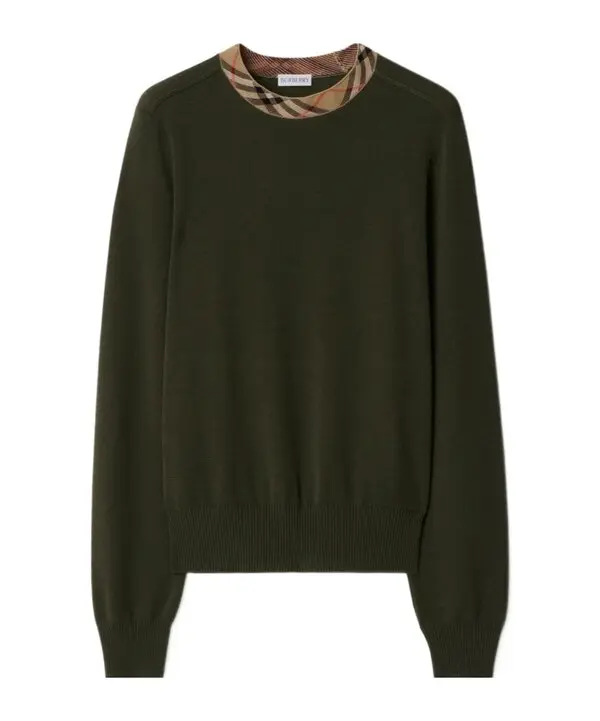 Burberry Vintage Check Detailed Knitted Jumper - Shale