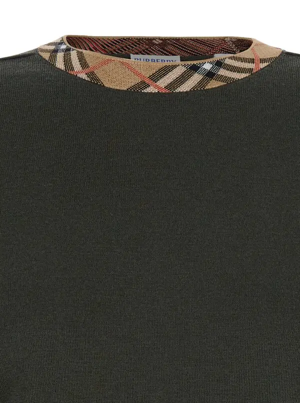 Burberry Check Detailed Knitted Jumper