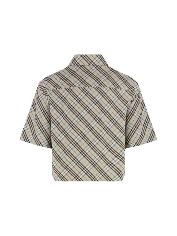 Burberry Short-sleeved Checked Cropped Shirt - Chaff Color