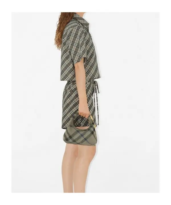 Burberry Short-sleeved Checked Cropped Shirt - Chaff Color