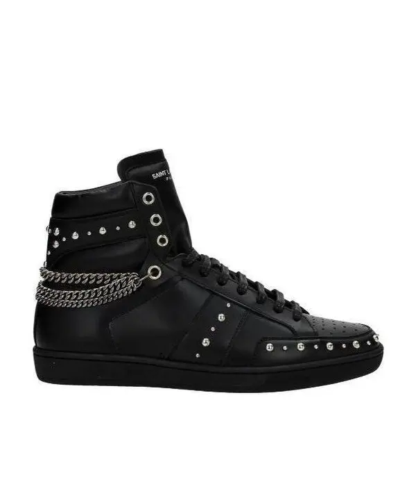 Saint Laurent High-top Sneakers With Chain Detailing