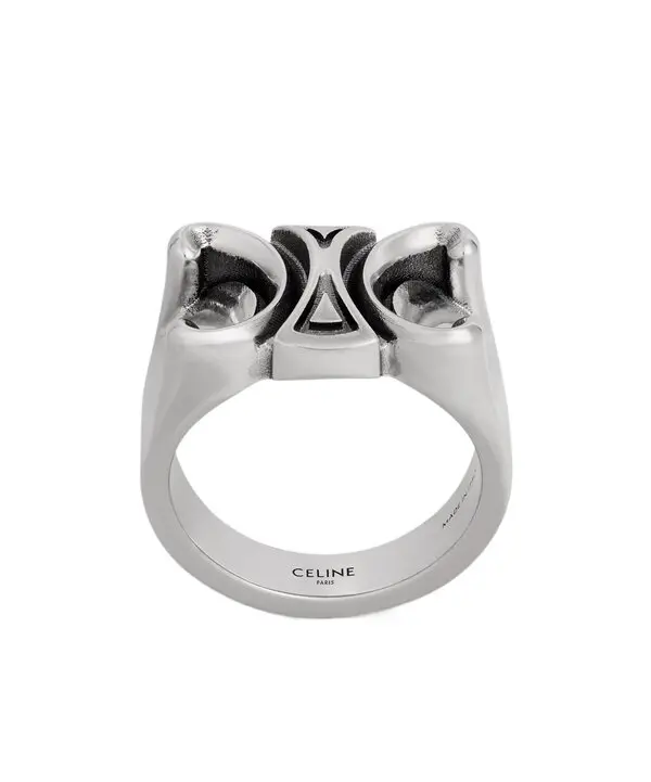 Celine San Onofre Chunky Triomphe Ring In Brass - Silver